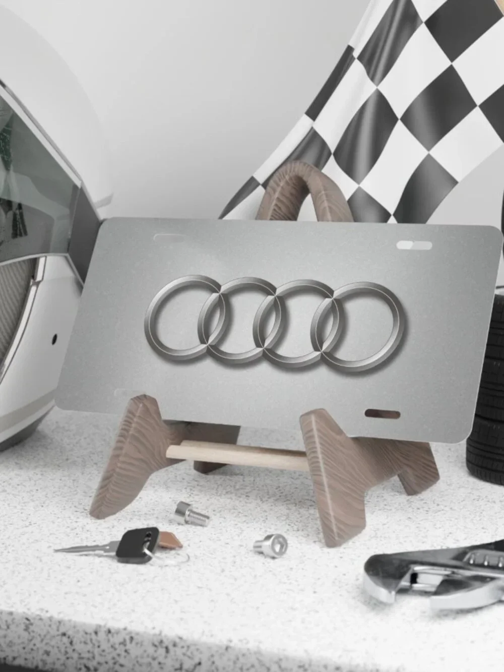 Accents | Audi Logo Vanity License Plate Car Tag Aluminum Metal Steel ...